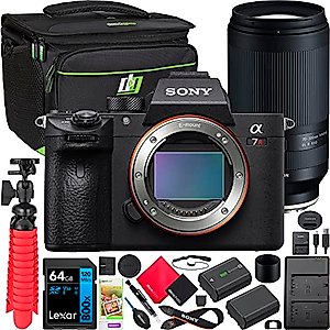 Sony a7R III Full Frame Mirrorless Camera Body ILCE-7RM3A/B Bundle with Tamron 70-300mm F4.5-6.3 Di III RXD Lens A047 + Deco Gear Bag + Extra Battery &Dual Charger+ 64GB Card+ Tripod &Kit Accessories