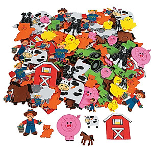 Foam Farm Shapes with Adhesives, Bulk Set of 500 - DIY Crafts for Kids