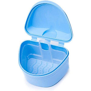 Y-Kelin Denture Retainer Cleaner Kit, Denture Cleaning Case with Denture Brush (Blue)