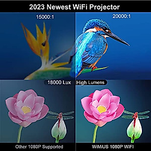 4K Projector, WiMiUS K3 5G WiFi Projector Support 60Hz Without Lag 500" Display Zoom Outdoor Projector for PS5, TV Stick, PC Smartphones