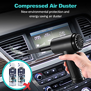 SIXNE Compressed Air Duster, Keyboard Cleaner - Replace Canned Portable Electric Duster Reusable Rechargeable Blower for Computer Electronics Pet House 91000RPM / 7500mAh, Black