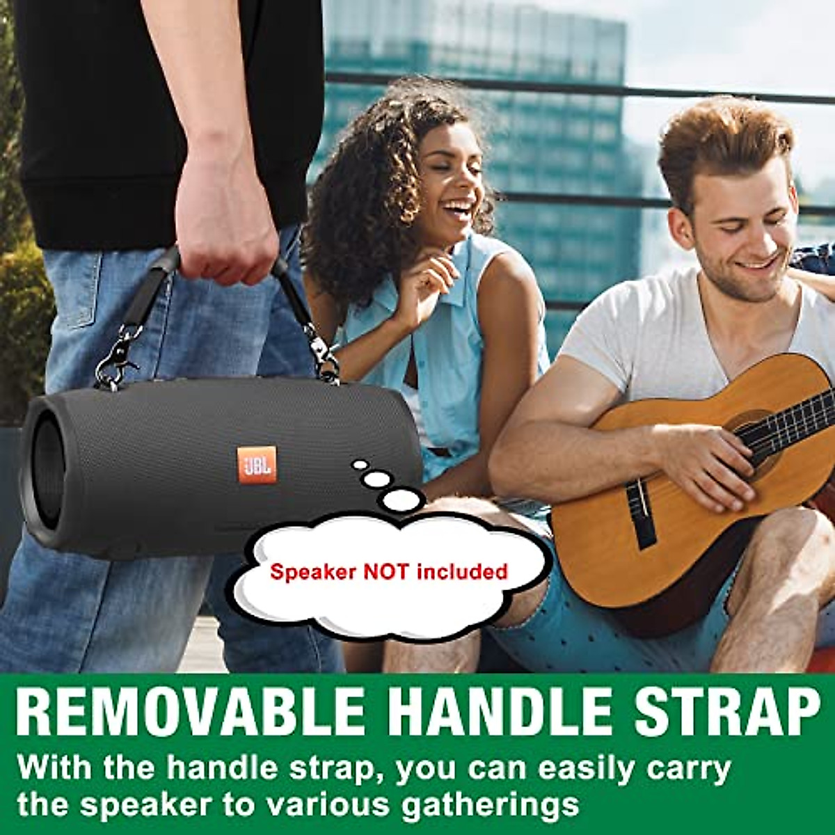 Desing Wish Removable Speaker Handle Strap Compatible with JBL Xtreme/Xtreme 2/ Xtreme 3/ W-King X10/ Zealot S67 Portable Wireless Bluetooth Speaker, Outdoor Travel Speakers Handle Belt (Black)