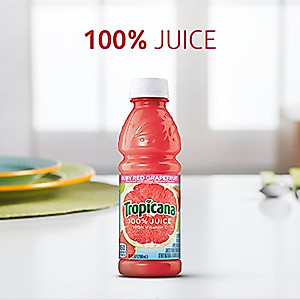 Tropicana 100% Juice, Ruby Red Grapefruit, 10 fl oz (Pack of 24) - Real Fruit Juices, Vitamin C Rich, No Added Sugars, No Artificial Flavors
