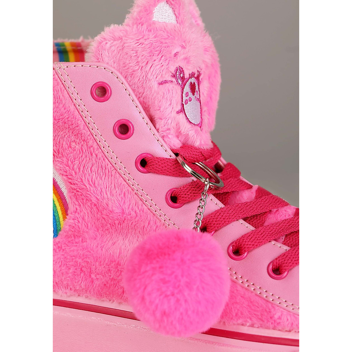 Care Bears Adult Pink Cheer Bear Shoes with Faux Fur and Embroidered Details (US Footwear Size System, Adult, Women, Numeric, Medium, 5)
