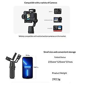Universal Gimbal Stabilizer for GoPro Hero 10/9/8/7/6/5 Osmo Action Insta360 Sport Camera 3-Axis Anti-Shake Wireless Control Handheld w/ Tripod Stand Original Screw Mounting Plate INKEE Falcon Plus