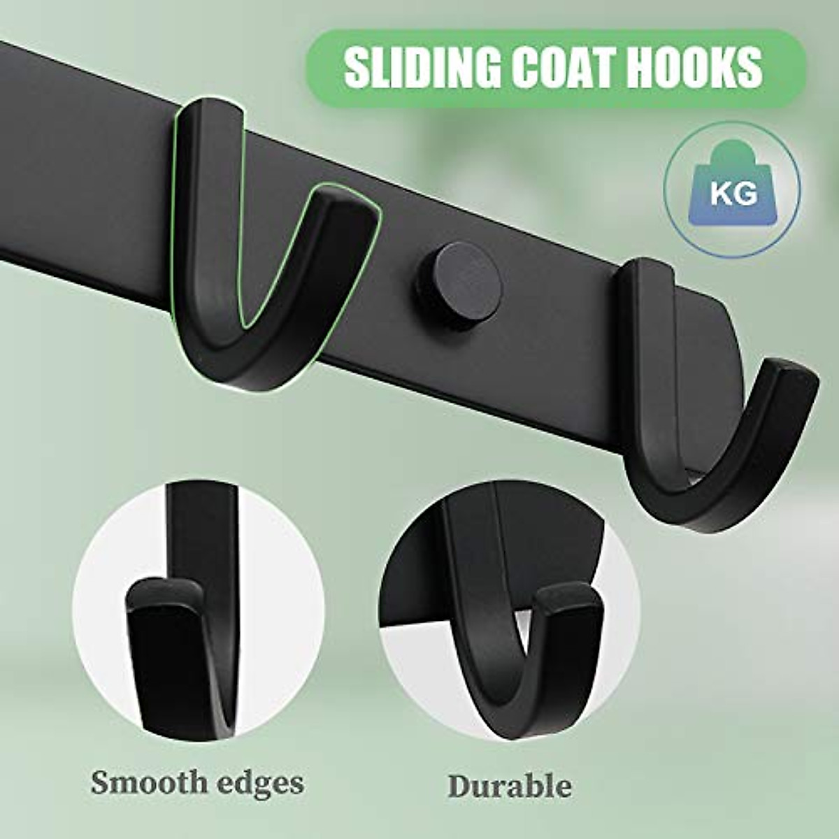 Ihomepark Coat Hooks Wall Mounted, Heavy Duty Metal 5 Coat Hanger Rack for Coat Hat Towel Purse Robes Keys Mudroom Bathroom Entryway (1 Pack, Black)