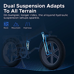 GOLMEZIL ENGWE Engine Pro Folding-Electric-Bike for Adults - Peak 1000W-48V-16AH Electric Bicyles with 24''x4.0 Fat Tire, Up to 28MPH 68Mile Range,Full Suspension Ebikes (Grey)