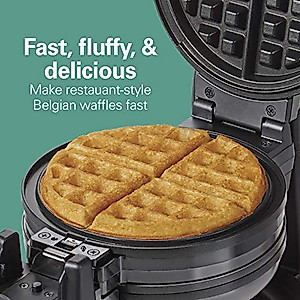 Hamilton Beach 26201 Belgian Waffle Maker with Removable Nonstick Plates, Double Flip, Makes 2 at Once, Black