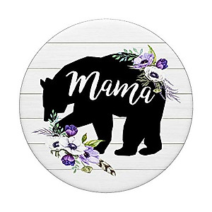 Rustic Mama Bear Watercolor Purple Floral on White PopSockets PopGrip: Swappable Grip for Phones & Tablets