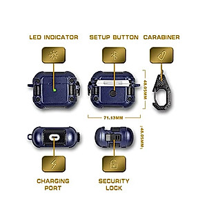 Camofit Case Compatible with Airpods 3rd Generation Cover with Lock, Military Armor Cool with Keychain, Full Body Shockproof Hard Shell Protective Case Compatible with AirPod Gen 3 Case 2021 (Blue)