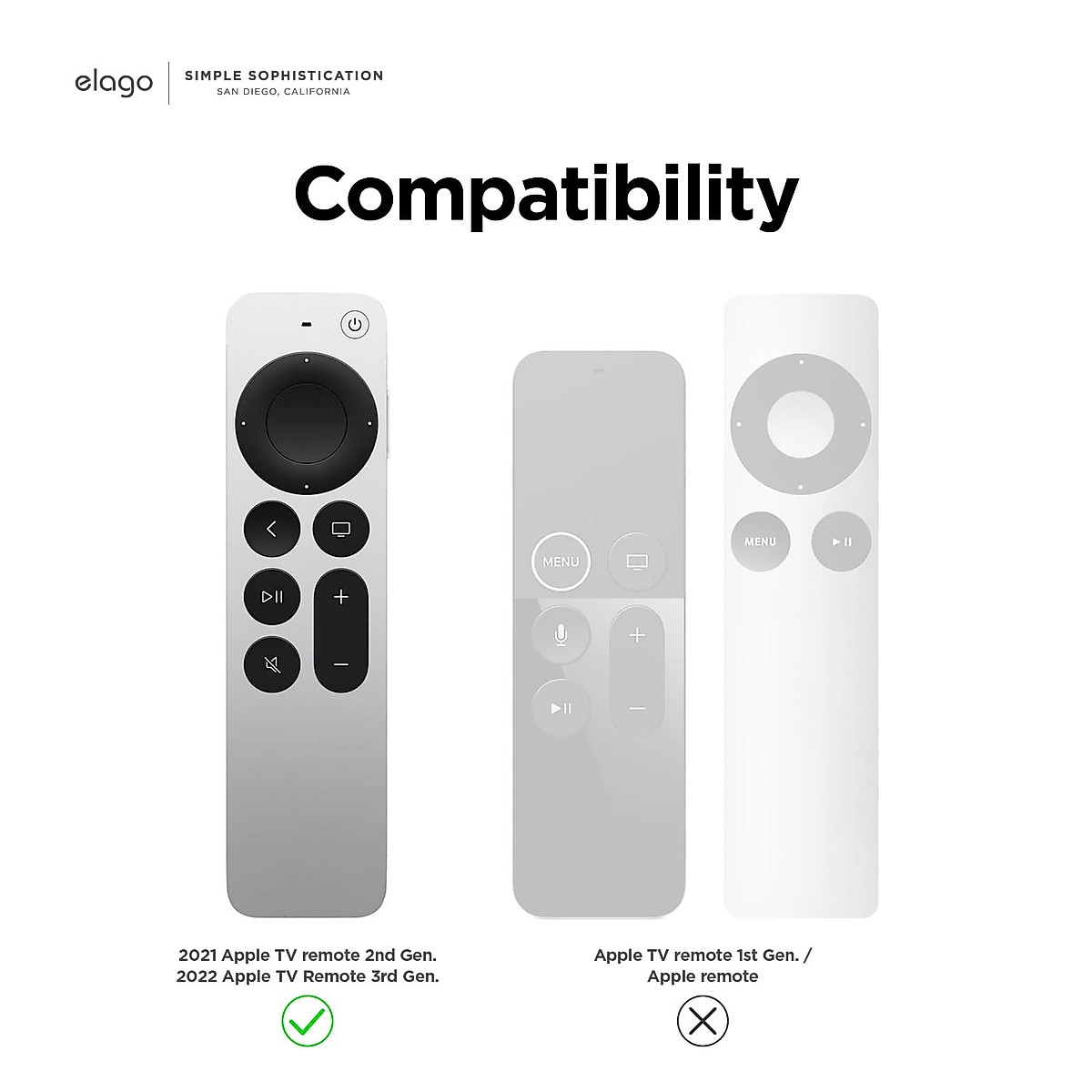 elago R1 Case Compatible with 2022 Apple TV 4K Siri Remote 3rd Gen, Compatible with 2021 Apple TV Siri Remote 2nd Gen- Magnet Technology, Lanyard Included, Full Access to All Functions [Jean Indigo]