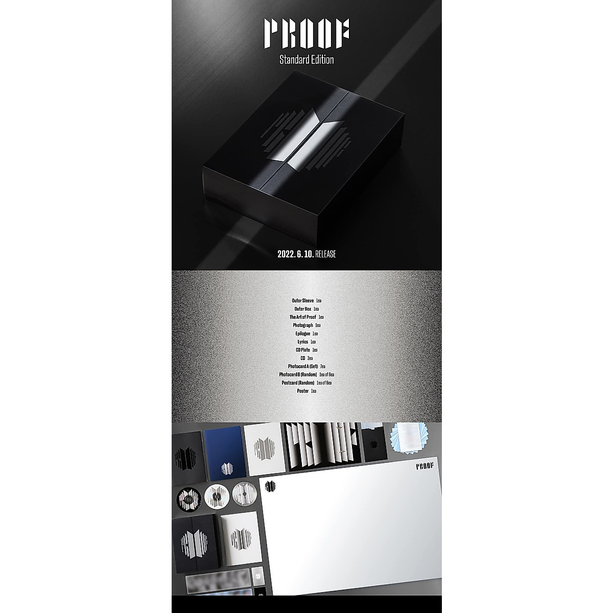 Dreamus BTS - Proof Standard+Compact Edition SET [BTS Anthology Album] 6CD+1Folded Poster, 188 x 250 x 59 mm (BHE0116)