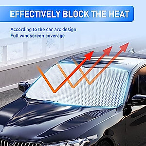 jeseny Pack-1 Car Sun Shade Windshield, 4.5Ft x 2.2Ft UV Blocking Heat Insulation Sunshade Cover, Foldable Car Protection Sunshade for Most Cars SUVs and Trucks (Silver)