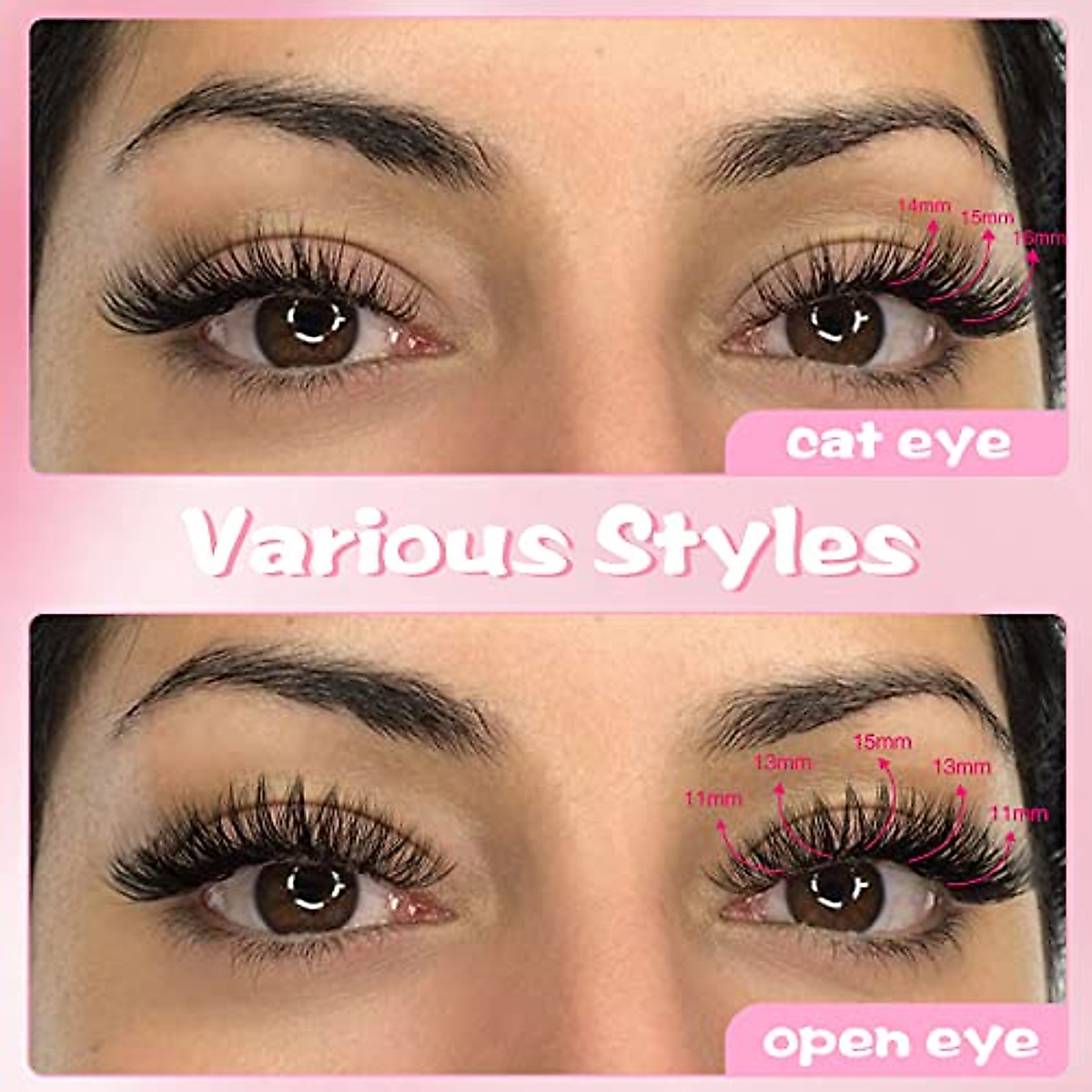 Individual Lashes 240 pcs Lash Clusters D Curl 30D 40D 0.07 11-16mm Mixed Length Clusters Lashes DIY Eyelash Extensions Kit at Home by EYDEVRO(30D 40D-0.07D,11-16MIX), 1.0 Count