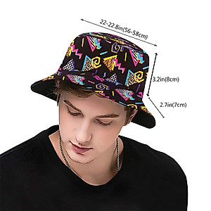 Shuwekk Retro Vintage 80s or 90s Geometric Leopard Animal Print Bucket Hat for Men Women,Trendy Print Packable Summer Travel Beach Sun Hat Fisherman Hat Caps