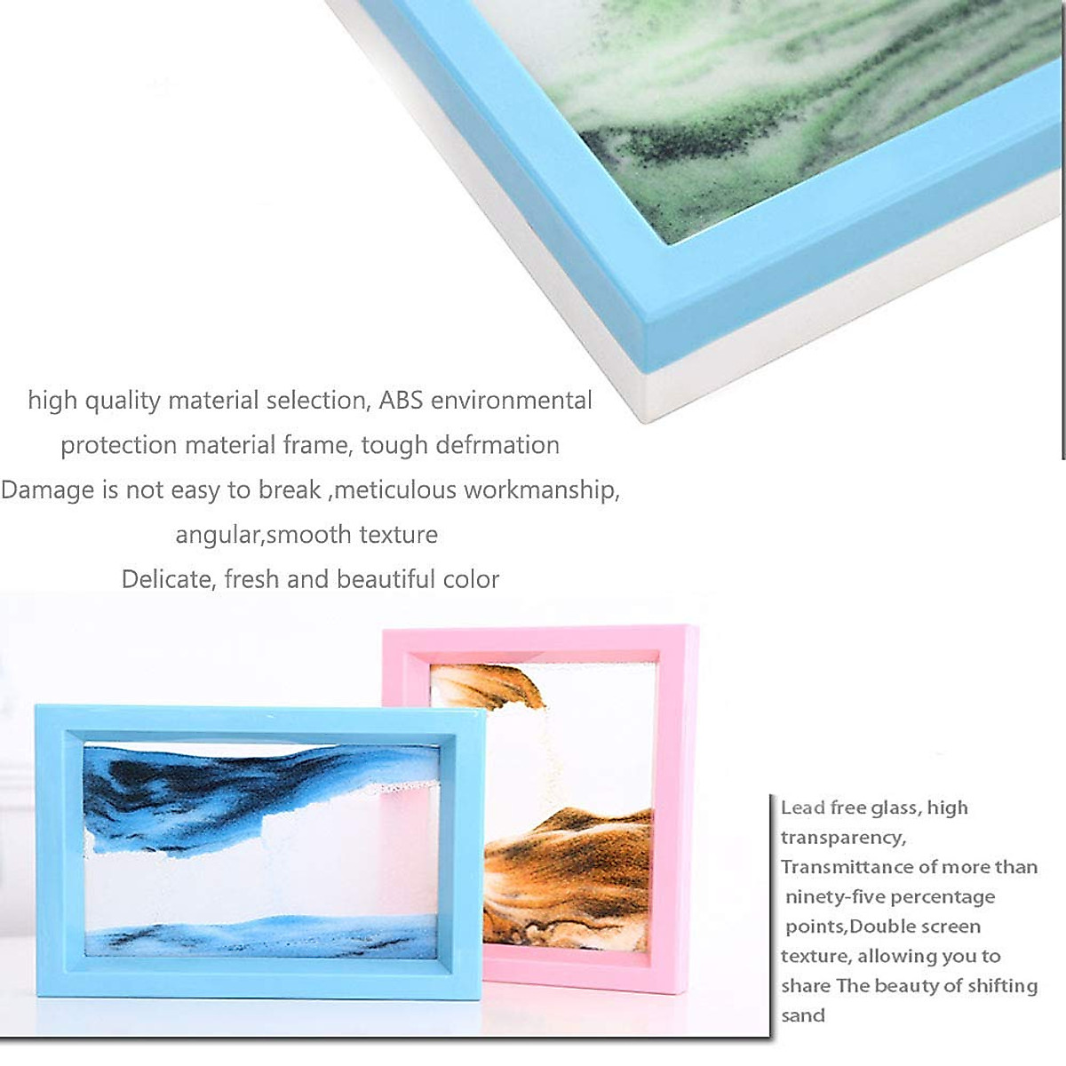 LYPGONE Moving Sand Art Picture Dynamic Sand Picture Flowing Sand Picture Desktop Art Toys Voted Best Gift!(Ocean Heart)