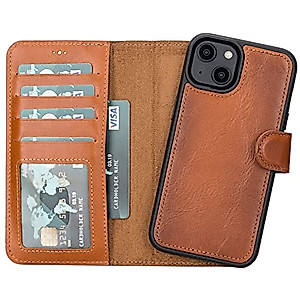 VENOULT Leather Wallet Case Comptible with iPhone 15 Pro MAX Man or Women, 15 Pro / 15 Plus 14 Pro / 13/12 and All Genuine Leather, 4 Card Holder Folio Cover, Wireless Charge, Kick Stand, ID Window