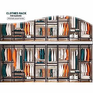 Raybee Clothes Rack, 77" H Clothes Racks for Hanging Clothes, 76" Wide Heavy Duty Clothes Rack, 990LBS All Metal Clothing Rack, Portable Clothes Rack, Clothing Racks for Hanging Clothes, Garment Rack