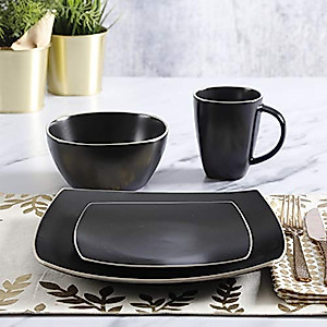 Gibson Soho Lounge Dinnerware Set, Service for 4 (16pcs), Matte Black