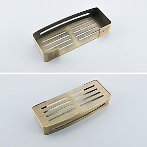 Bathroom Organizer Shelf Shower Caddy Shampoo Holder with Removable Hooks Rustproof Antique Brass Color