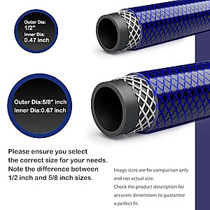 FangFarm 5/8" Outdoor PVC Garden Hose with Water Stop, Hose Shut Off Valve, Flexible Water Hose, Durable and Leakproof, Solid Brass GHT Connector (20FT, Blue)