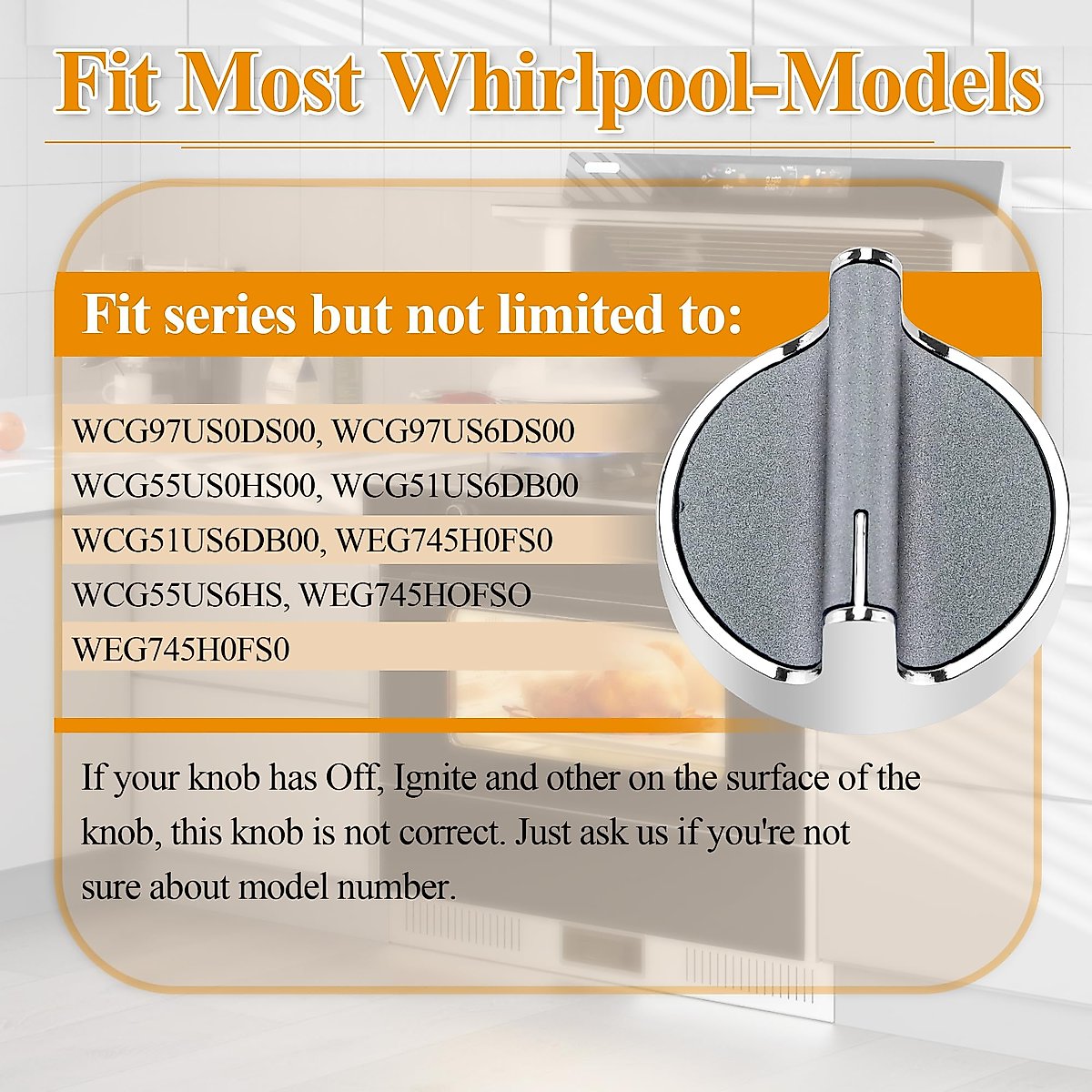 Upgraded Stove Knobs W10594481 Replacements for Whirlpool Gas Stove Range Knob WCG97US0DS00 WCG97US6DS00, Replace WPW10594481 AP6023301 Cooktop Knobs, 5 Pack Gas Range Knob