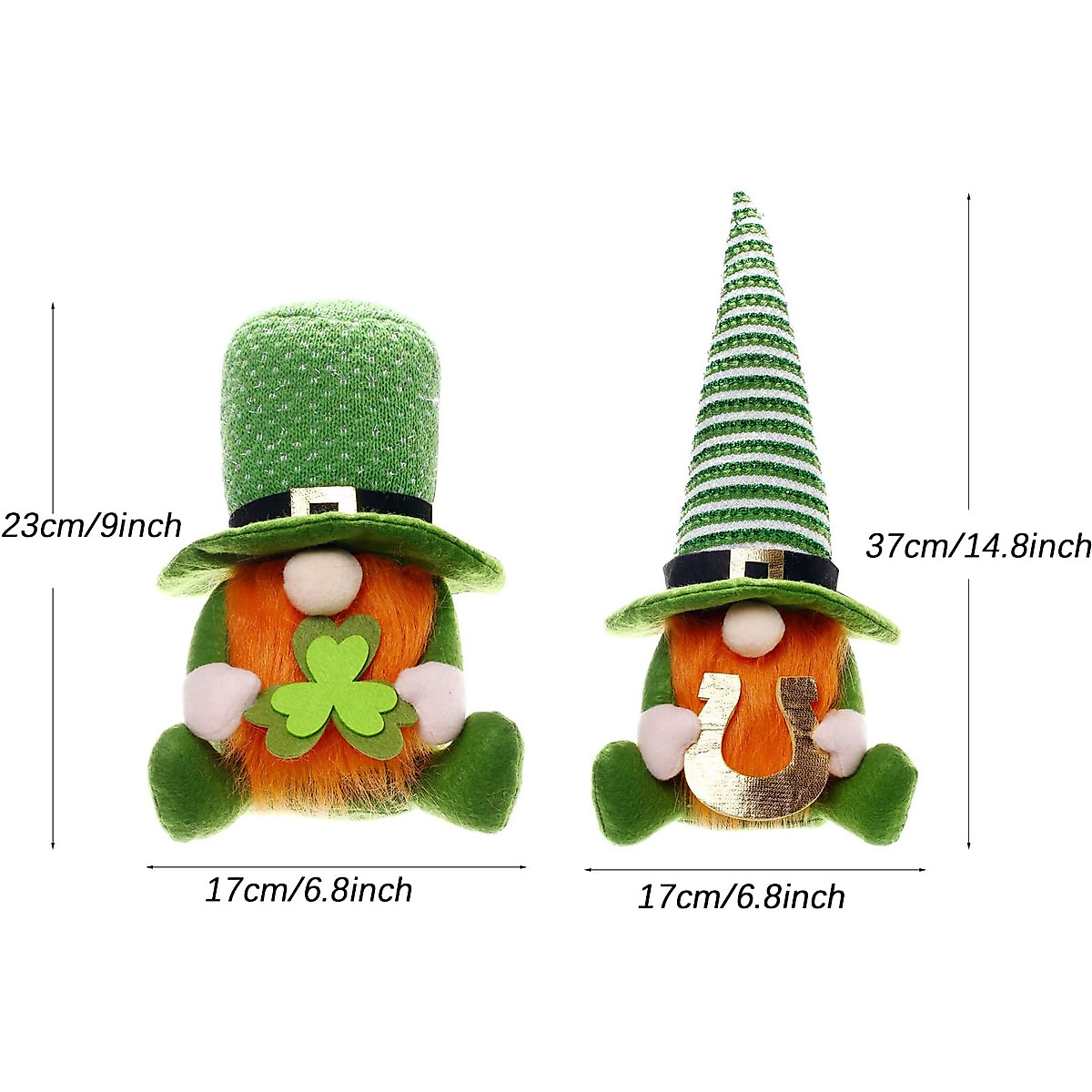 nezababy 2 PCS St Patrick's Day Decor Gnomes Plush,Patricks Day Decoration Green Home Table Elf Gnomes Decor Ornaments Sweet Patrick's Day Gifts (No LED, St Patrick's Day Gnome)