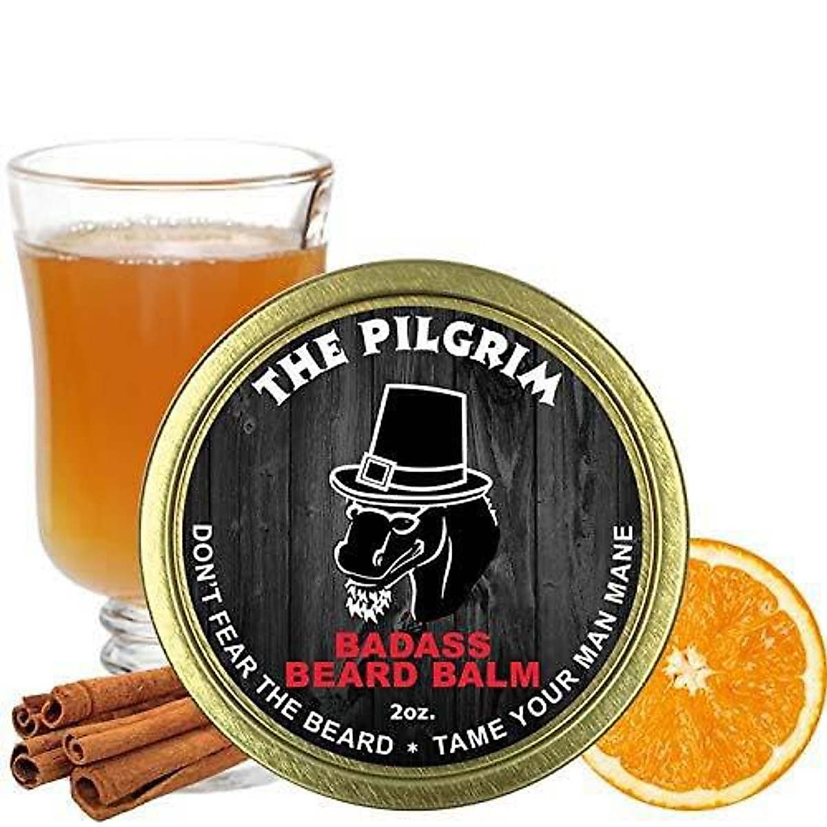 Badass Beard Care Beard Balm - The Pilgrim Scent, 2 oz - All Natural Ingredients, Keeps Beard and Mustache Full, Soft and Healthy, Reduce Itchy and Flaky Skin, Promote Healthy Growth