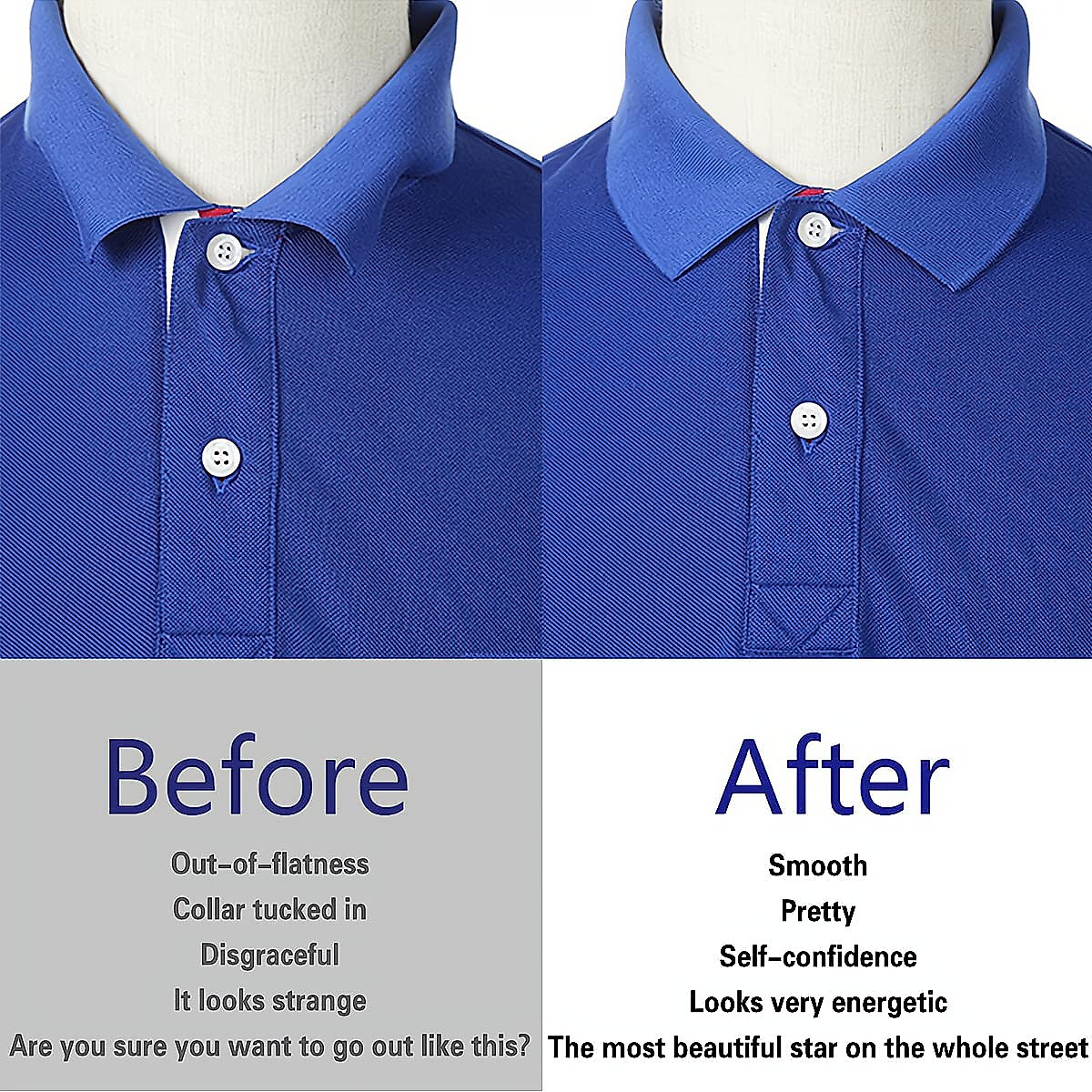 Collar Stays for Polo Shirts, No Curl Collar Polo Shirt Collar Stays, Polo Shirt Collar Fixed Great for Any Shirt with Collar