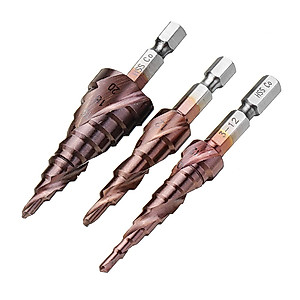 3pcs M35 Cobalt Step Drill Bit 3-12/4-12/4-20mm Step Drill Cutter 1/4 Inch Hex Shank