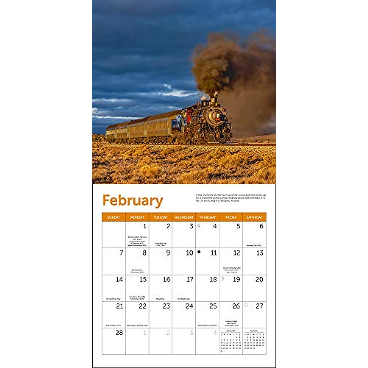 Steam Trains Mini Wall Calendar 2021, 7" x 7"