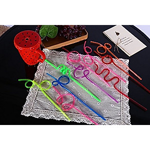 DLOnline Pack of 60 Crazy Loop Straws, Crazy Reusable Drinking Straws Silly Colorful Reusable Drinking Straws, Great For Parties, Carnivals, Fun, BPA and PFOA Free