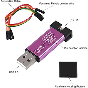 UMLIFE1PCS ST-Link V2 Programming Unit Emulator Downloader(Random Color) STM8 STM32 STLINK with 2PCS 40pin STM32F103C8T6 ARM STM32 SWD Minimum System Board Micro USB for Arduino