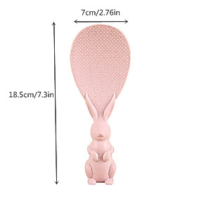 SKQIT 2 Pieces Creative Cute Rabbit Rice Spoon, Non Stick Rice Paddle, Bunny Shape Stand Up Serving Rice ShovelBeigeandPink One Size