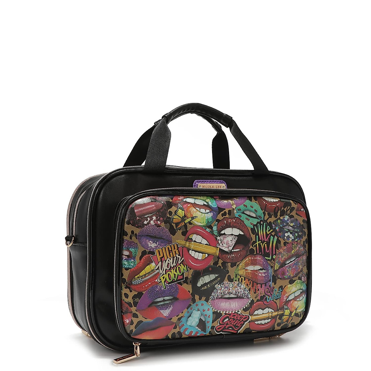 Nicole Lee Cosmetic Makeup Bag for Women - Multi Organization Toiletry Travel Bag with 5 Compartments (All Emotion)