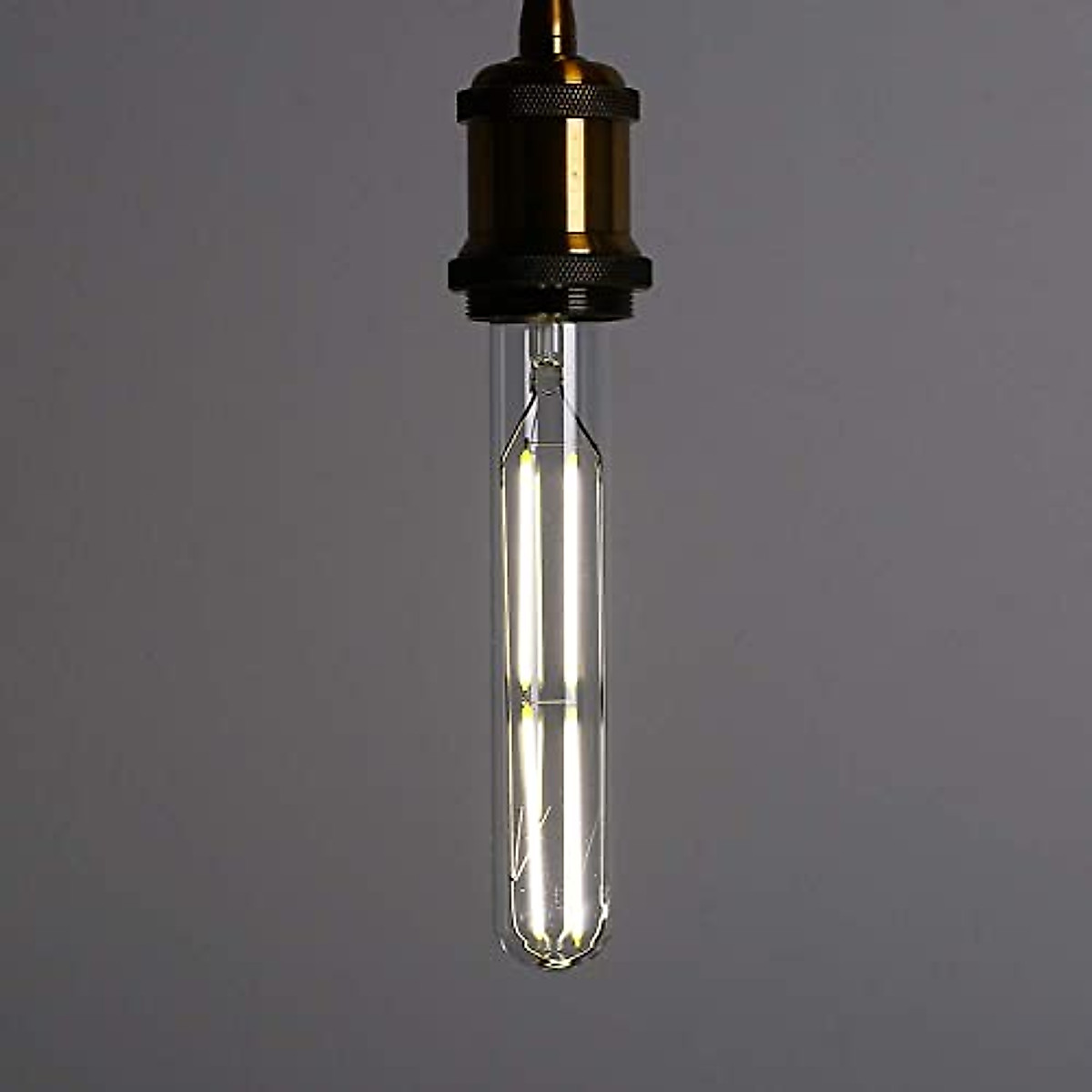 VCTC Lighting Dimmable T10 LED Bulbs,4000K Daylight White,6W Tubular Light Bulb, Edison LED Bulb 60 Watt Equivalent,E26 Medium Base 600LM, Clear Glass Cover,7.3in(185mm),4-Pack