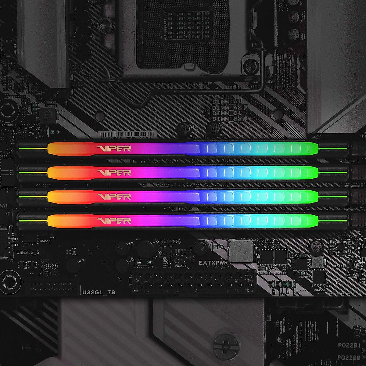 Patriot Viper Steel RGB DDR4 RAM 32GB (1X32GB) 3600MHz CL20 1.35v UDIMM Desktop Gaming Memory Module Compatible with XMP - PVSR432G360C0