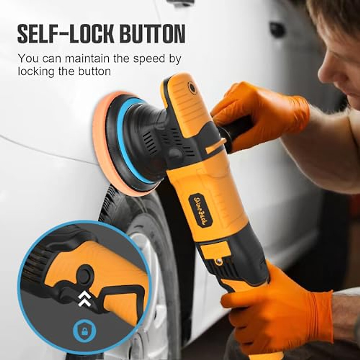 SHINEJACK Car Buffer Polisher kit 6 inch 810w Double Acting Polisher 15mm Long-Throw Orbital Polisher for Car Detailing 1650-4800r