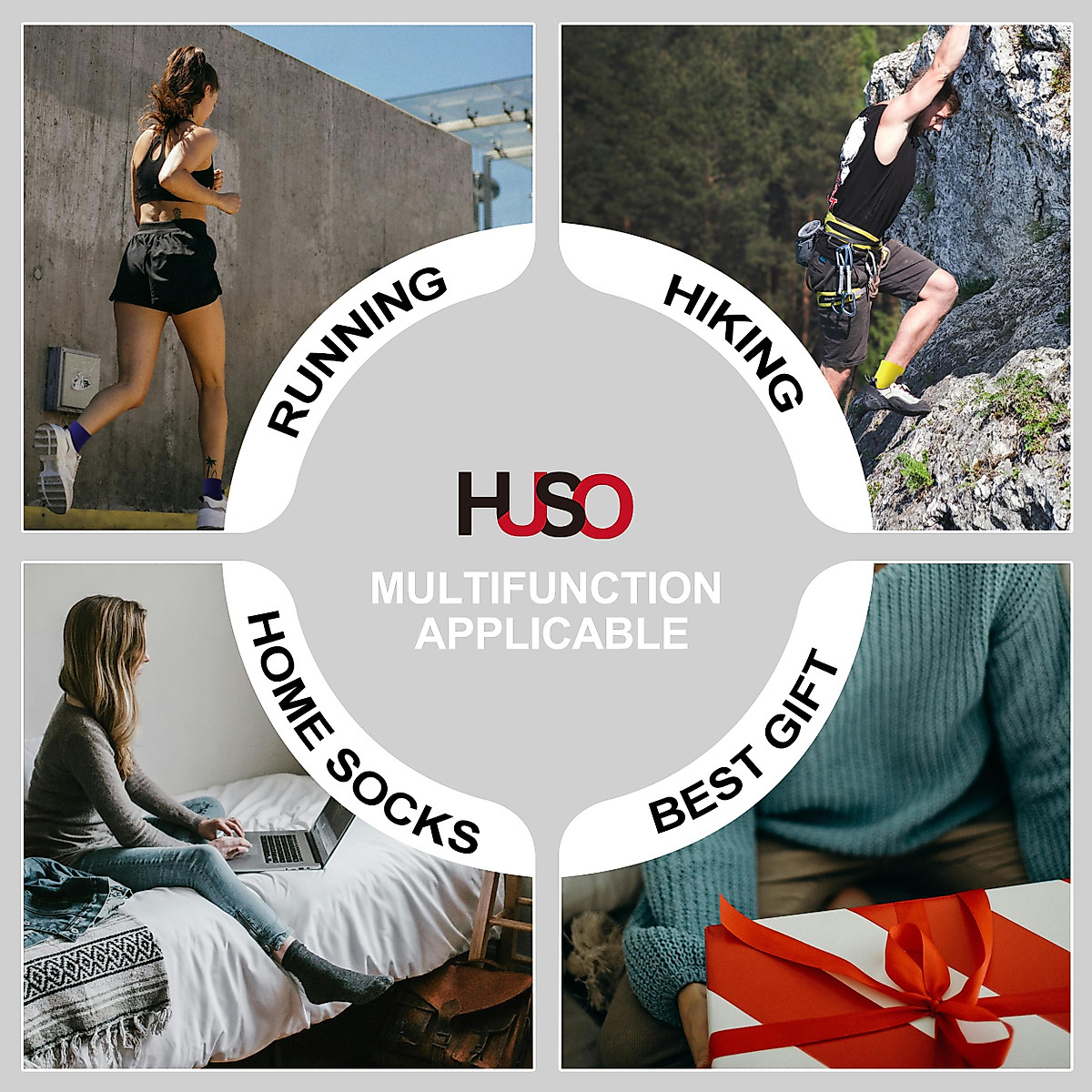 HUSO Tennis Socks Cushioned Low Ankle High Performance Fashion Cool Athletic Running Socks for Men Women 2 Pairs (White, Black, L/XL)