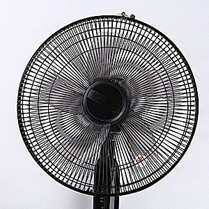 renvena 16 inch Plastic Fan Blade with Nut Cover Replacement for Household Stand/Pedestal Fan Table Fan Accessory No Noice Black with Fan Nut