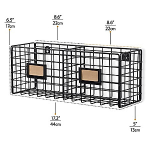 Wall35 Amalfi Wire Basket Desk Organizer, Wall Mount Rustic Decor for Home and Office Organization, Black Magazine Holder