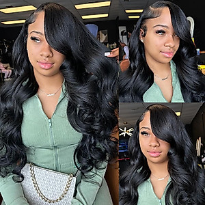 Nognut Body Wave Lace Front Wigs Human Hair 13x4 Frontal Wigs Human Hair HD Lace Pre Plucked Wigs for Women Glueless Wigs Lace Front Wigs Human Hair Body Wave Human Hair Wig 28 Inch