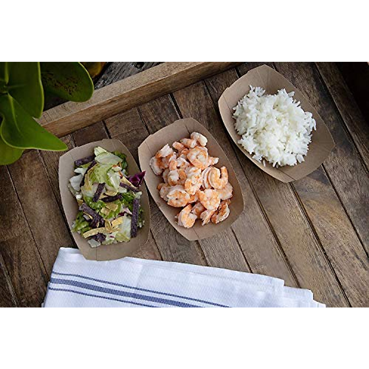 PaperMi Brown Paper Food Tray Disposable Kraft Hot Dog Tray, Paper Food Trays for Picnics, Carnivals, Camping - Food Serving Tray Holds Hot and Cold Food- USA Made (1Lb 100pc)