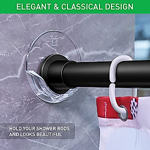 Shower Curtain Rod Holders for Wall – Kitosun Adhesive Tension Rod Retainer 3/5 Deep Support Brackets with Tape for No Drilling Quick Mount and Screws for Permanent Installation (2pairs, Clear)