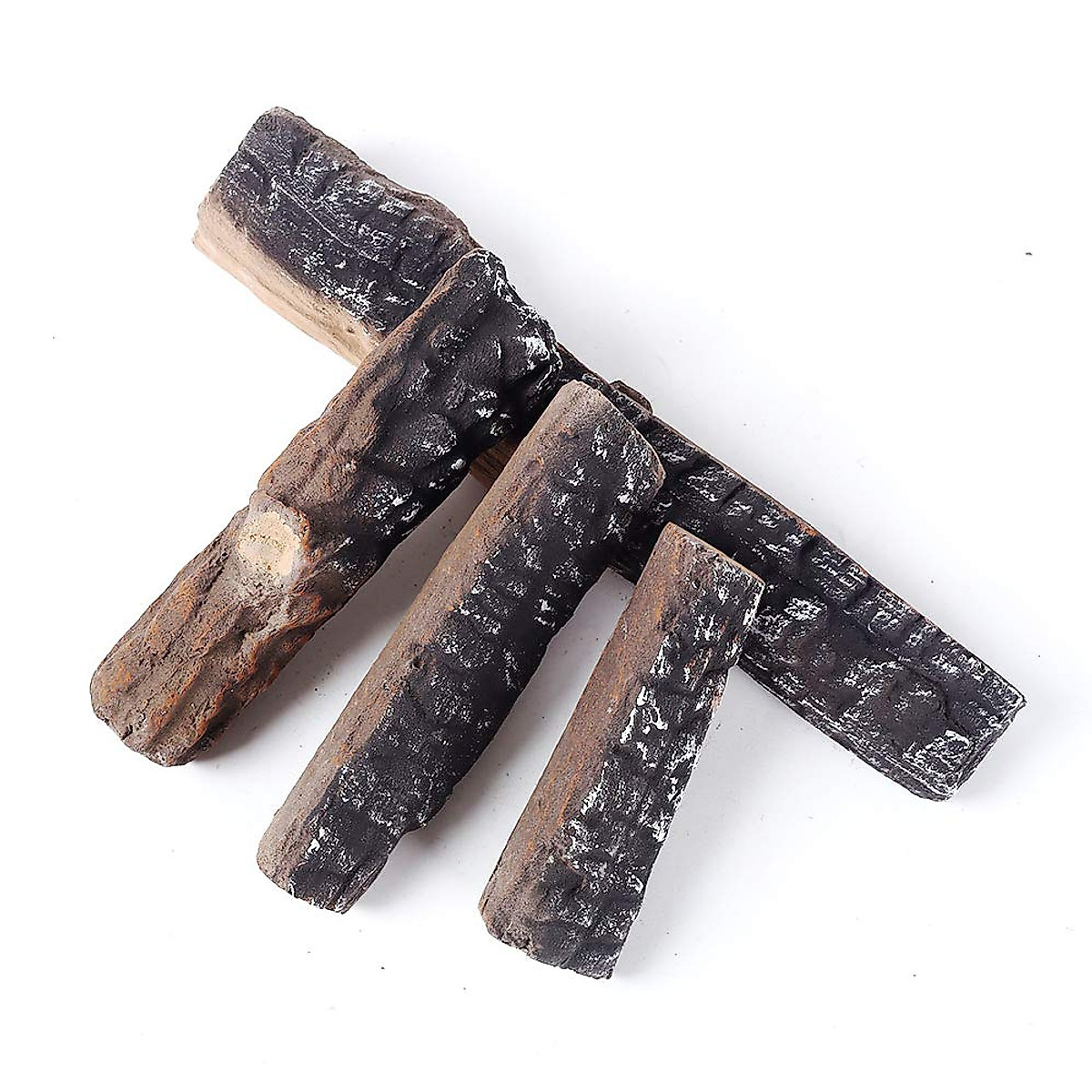 Large Gas Fireplace Logs Set of Ceramic Wood Logs. Use in Indoor, Gas Inserts, Vented, Electric, or Outdoor Fireplaces & Fire Pits. Realistic Clean Burning Accessories 4PCS