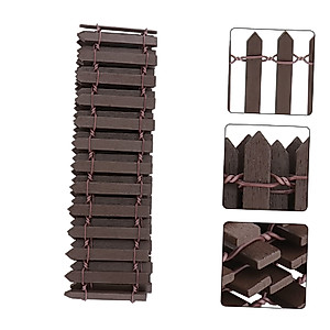 Yardwe 4pcs Elegant 100cm Miniature Picket Fence DIY Fairy Garden Accessory Coffee Finish
