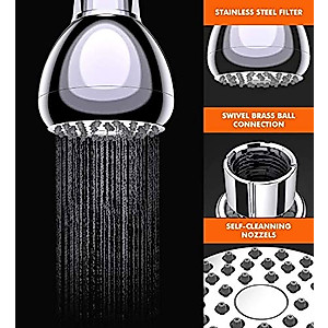 High Pressure Shower Head, 3 Inch Showerhead (Silver)