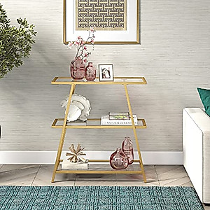 Yair 36'' Tall Rectangular Bookcase in Brass