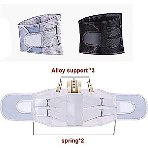 Widen Lumbar Support Orthopedic Tourmaline Self-Heating Magnetic Steel Bone Rod Waist Belt Lumbar Support Back Brace Belt with 3 Piece Pads Men Women,XL,Grey