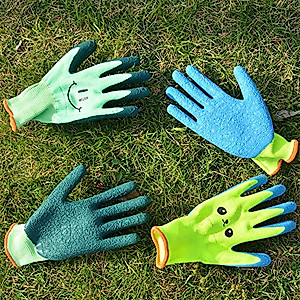GLOSAV Kids Gardening Gloves for Ages 2-12 Toddlers, Youth, Girls, Boys, Children Garden Gloves for Yard Work (Size 5 for 9, 10 Year Old)